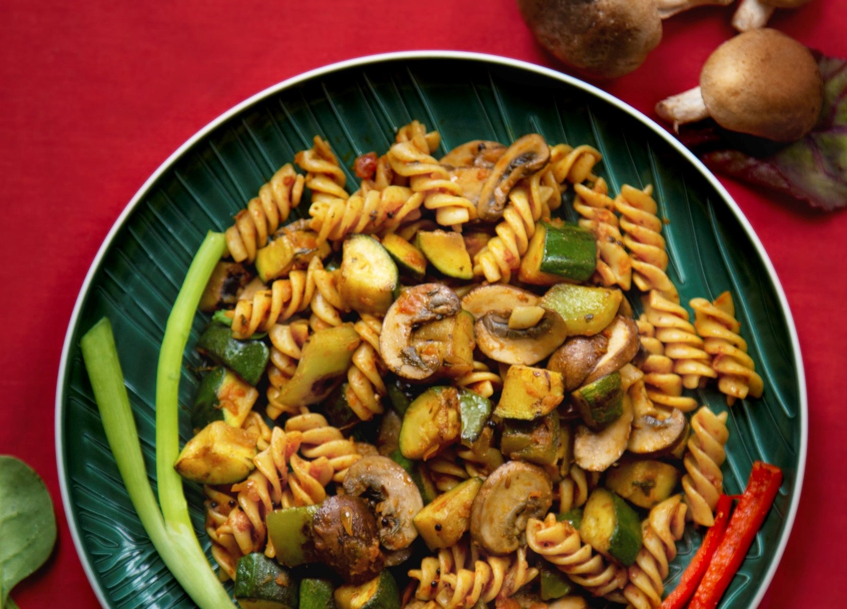 Pasta with Courgette and Mushroom – Renu Recipes